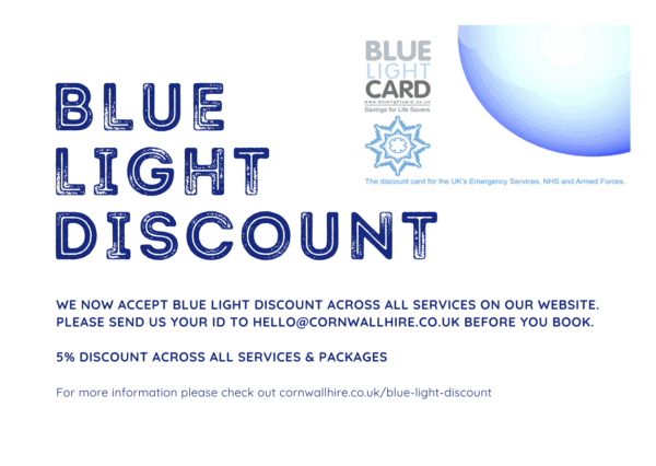Blue Light Card Discount - Cornwall Hire